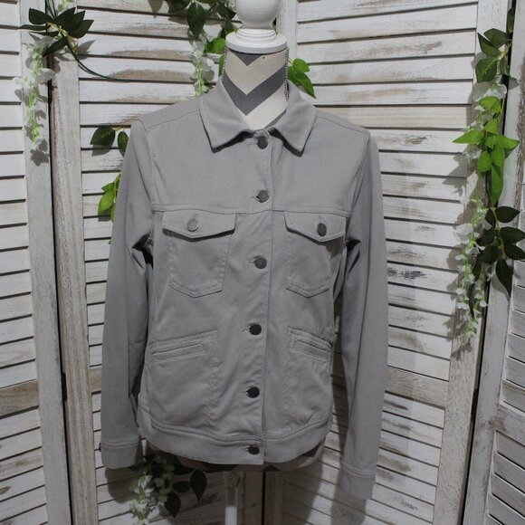Liverpool | Jackets & Coats | Liverpool Gray Stretch Button Jean Jacket ...
